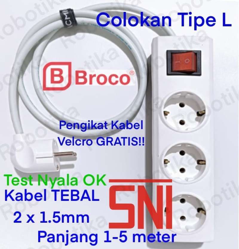 Promo Kabel Perpanjangan Tebal 2x1.5 Colokan Broco 3 Lb Saklar 1 - 10 ...