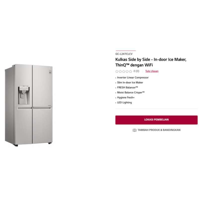 Jual Lg Kulkas Side By Side Inverter Ice Maker - 601 Liter - Gc-l247clcv Di Seller Sn Market ...