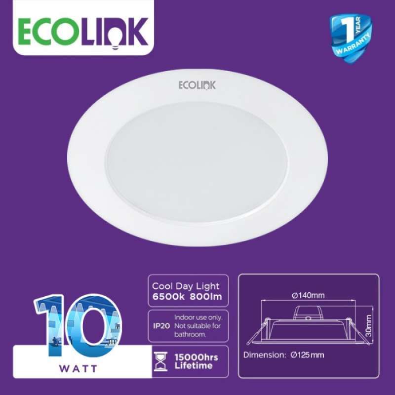 Promo Ecolink Lampu Plafon Bulat Downlight Led 10w Diskon 40% Di Seller ...