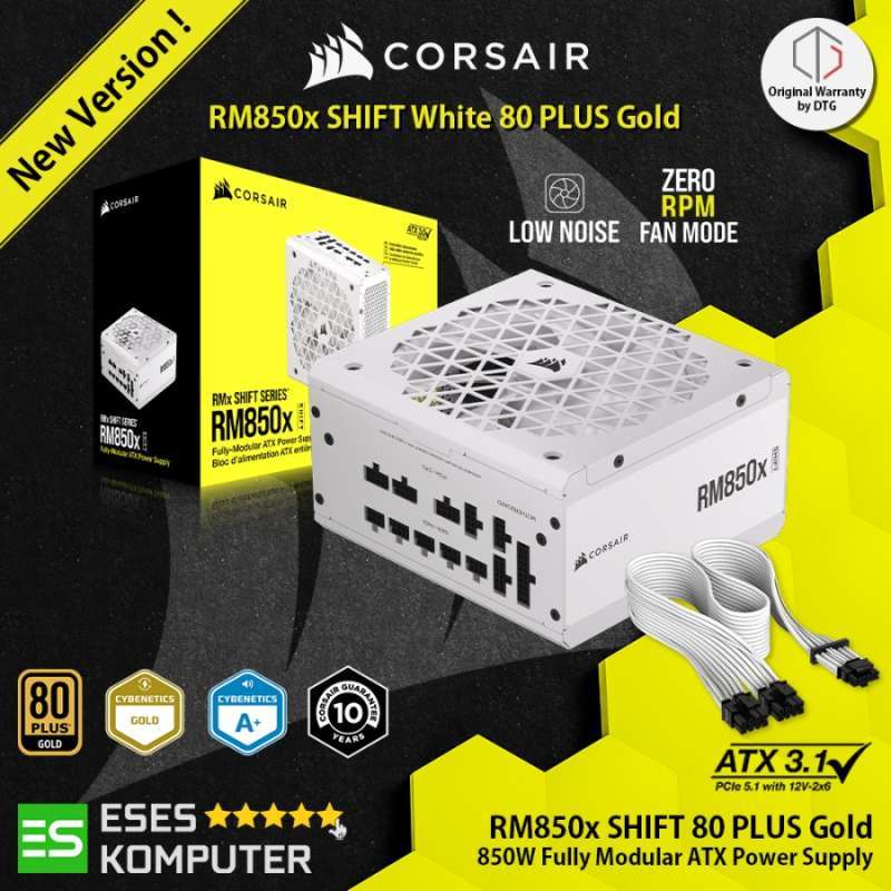 Jual Psu Corsair Rm850x Shift White 850w 80 Plus Gold Full Modular Side ...