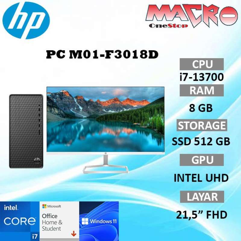 Jual Hp Pc Desktop M01-f3018d I7-13700 8gb Ssd 512gb Vga Intel Hd Win11+ohs Di Seller Macro ...