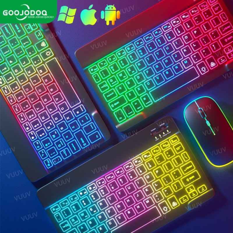 Promo 10 Inch Backlit Backlight Bluetooth Wireless Keyboard And Mouse ...