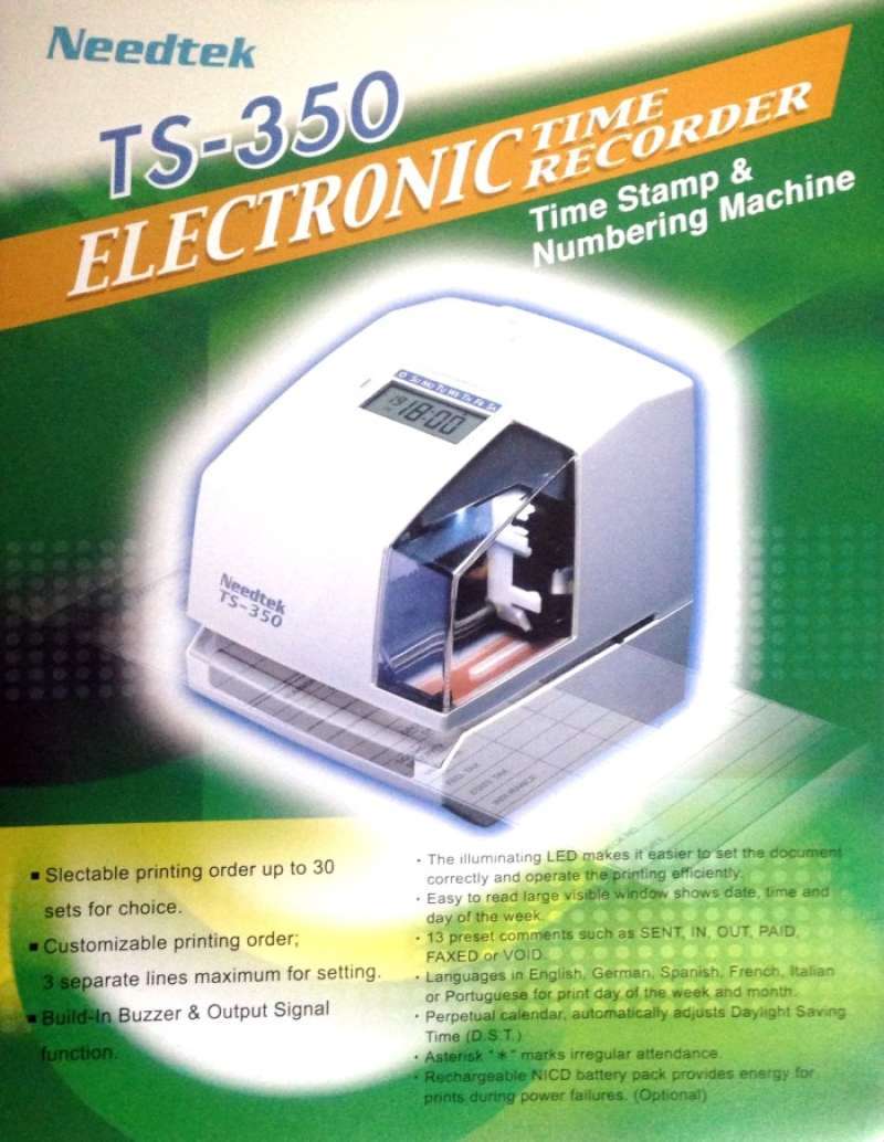 Promo Needtek Ts350 Ts-350 Absensi Kartu Time Stamp Recorder Attendance ...