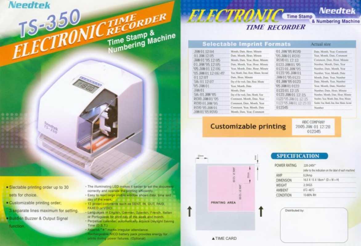 Promo Needtek Ts350 Ts-350 Absensi Kartu Time Stamp Recorder Attendance ...