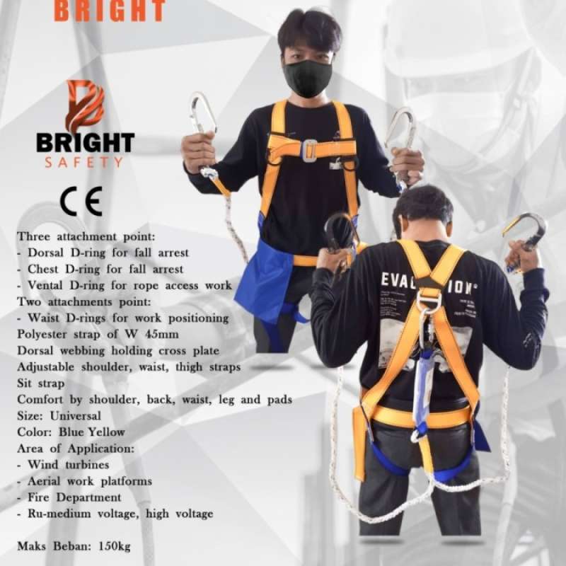 Promo Body Harness With Double Lanyard Absorber Bright Diskon 23% Di ...
