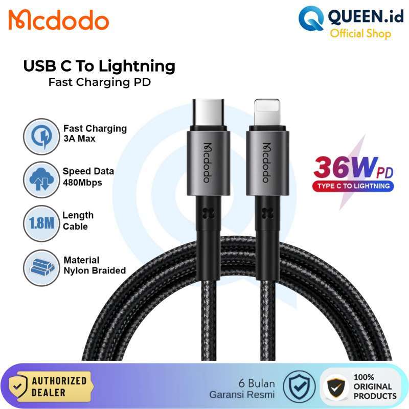 Jual Mcdodo Kabel Data Charger Type C To Lightning Ip 36w 3a Pd 1.8m Braided Ca-2851 Di Seller ...