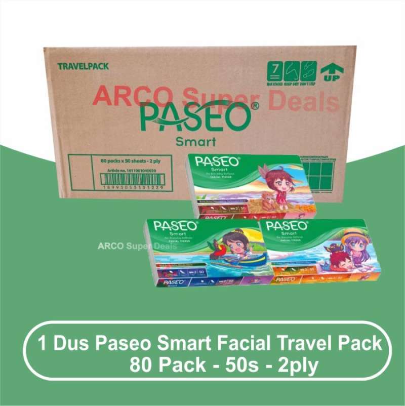 Promo 1 Dus Paseo Smart Facial Tissue Travel Pack 50s 2ply - Isi 80 Pack Diskon 23% Di Seller ...