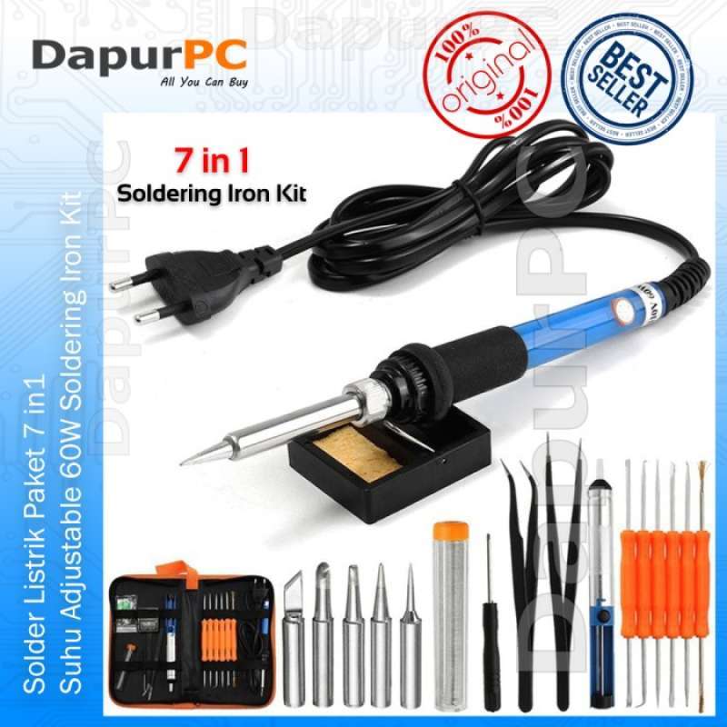 Promo Solder Listrik Paket 7 In1 Suhu Adjustable 60w Soldering Iron Kit ...