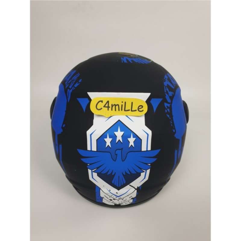 Promo Helm Evolution Spartan Black Blue Doff Half Face Model Gm Evo ...