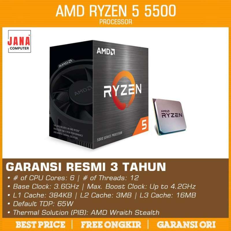 Jual Amd Ryzen 5 5500 Box Di Seller Jana Computer - Batununggal, Kota Bandung | Blibli