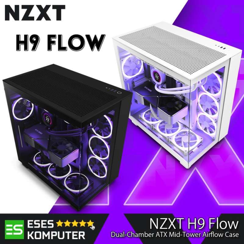 Jual Case Nzxt H9 Flow Black / White Dual-chamber Atx Mid-tower Airflow Case - Putih Di Seller ...