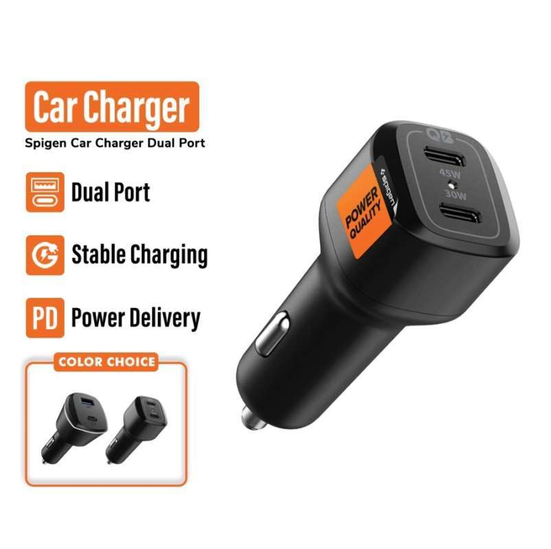 Promo Car Charger Mobil Spigen Arcstation Pd Qc 3.0 Dual Usb Type C ...