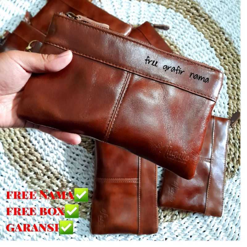 Promo Pouch/dompet Kulit Muat Hp Dan Uang/ Free Gravir Nama Diskon 27% ...