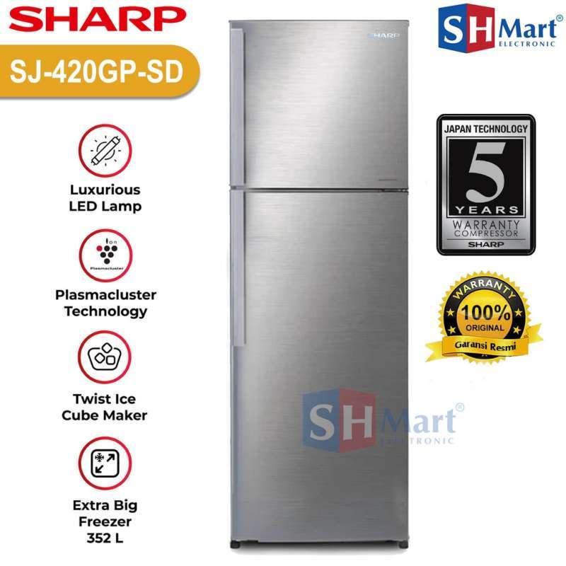 Jual Kulkas Sharp 2 Pintu Jumbo Sj-420gp-sd Kapasitas 338 Liter Plasmacluster Ion Garansi Resmi ...