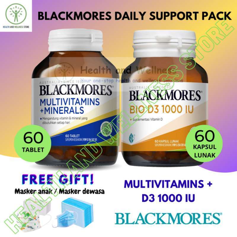Promo Paket Blackmores Multivitamins Minerals 60 Tablet Bio D3 1000 Iu ...