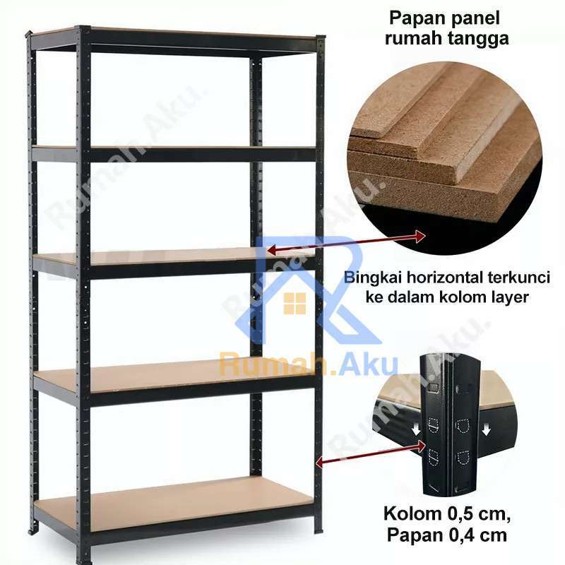 Promo Rak Besi Susun 5 Susun Rak Besi Siku Rak Da - 3l 60×30×100 Hitam ...