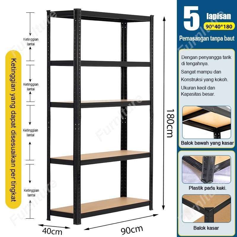 Promo Rak Besi Susun 5 Susun Rak Besi Siku Rak Da - 5l90×40×180 Putih ...