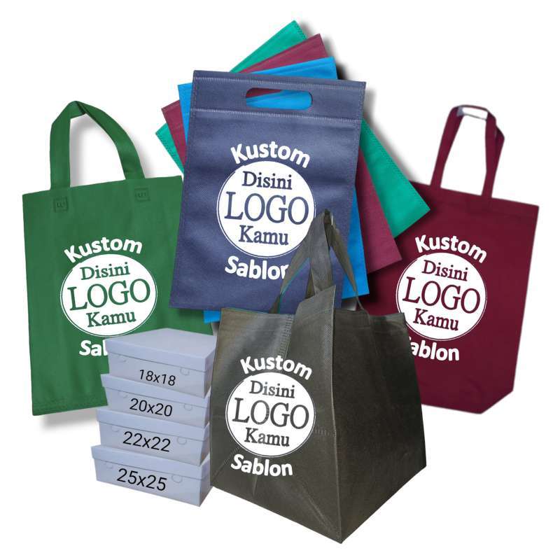 Jual Jasa Custom Sablon Tas Kain Spunbond Goodie Bag Bebas Kustom Logo Design Kantong Kemasan ...