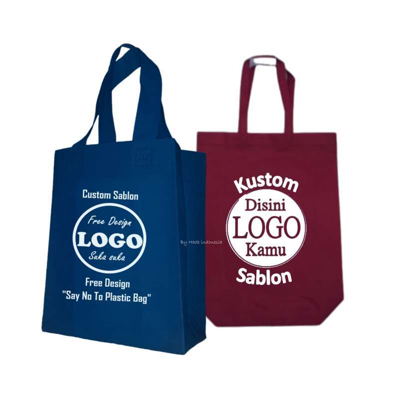 Jual Jasa Custom Sablon Tas Kain Spunbond Goodie Bag Bebas Kustom Logo Design Kantong Kemasan ...