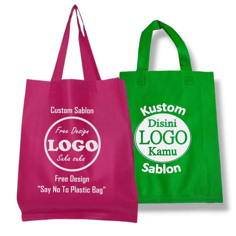 Jual Jasa Custom Sablon Tas Kain Spunbond Goodie Bag Bebas Kustom Logo Design Kantong Kemasan ...
