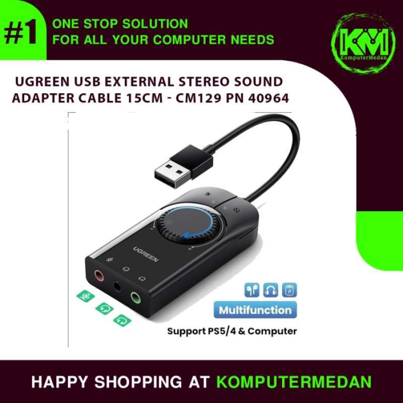 Jual Ugreen Usb External Stereo Sound Adapter Cable 15cm - Cm129 Pn ...