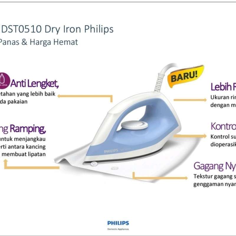 Jual Philips Setrika/strika Dst 0510 Dry Iron Garansi Resmi 2 Tahun ...
