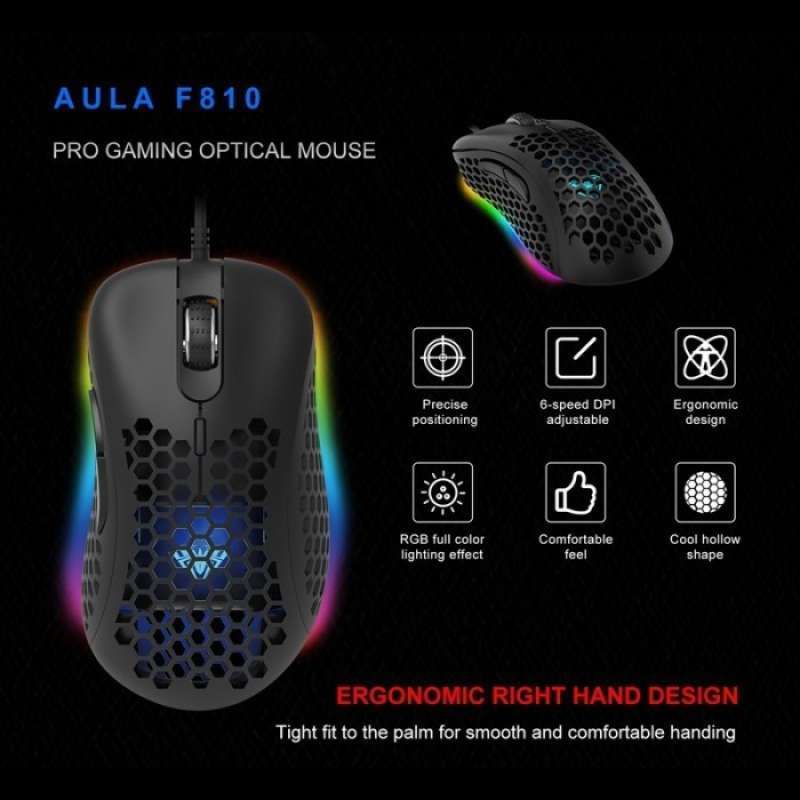 Promo 100% Produk Ori Mouse Gaming Optical Aula F810 Rgb Lighting ...