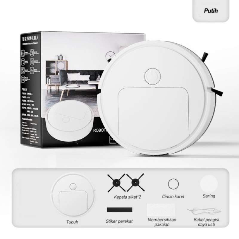 Jual Vacuum Robot 3 In 1 Sapu Pel Sedot Debu Lantai Smart Sweeping Robot - Putih Di Seller Rumix ...