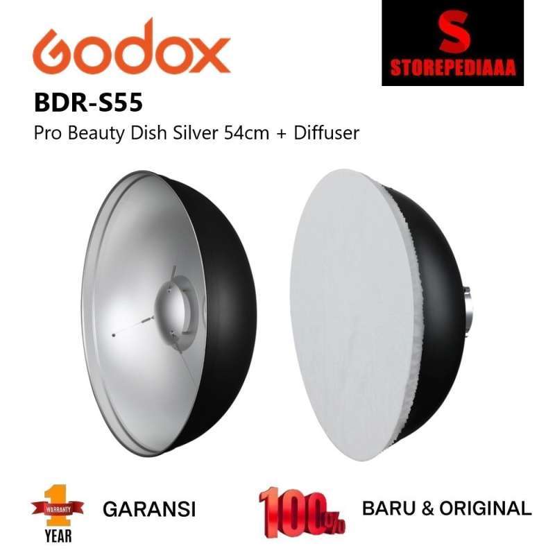 Jual Godox Bdr-s55 Pro Beauty Dish Silver 54cm Bowens Mount With Diffuser + Packing Kayu Di ...