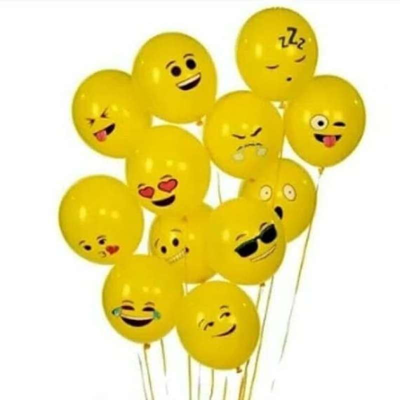 Promo Balon Latex Emoticon / Balon Latex Emoji 12inch Perpack Isi 100 ...