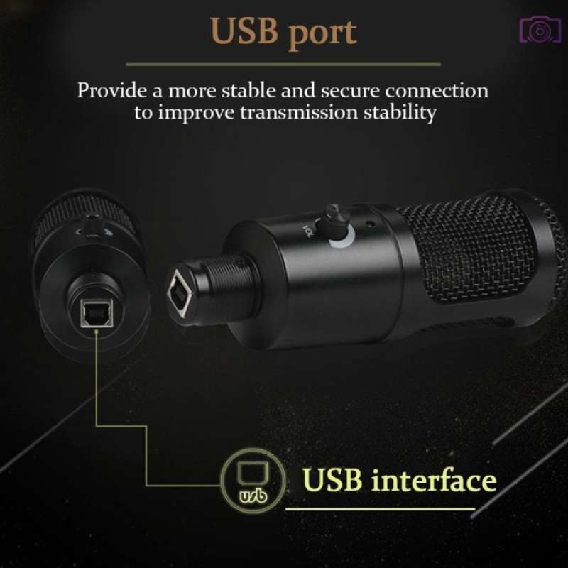 Promo Usb Microphone Kondenser Mikrofon Volume Rekam Karaoke + Tripod ...