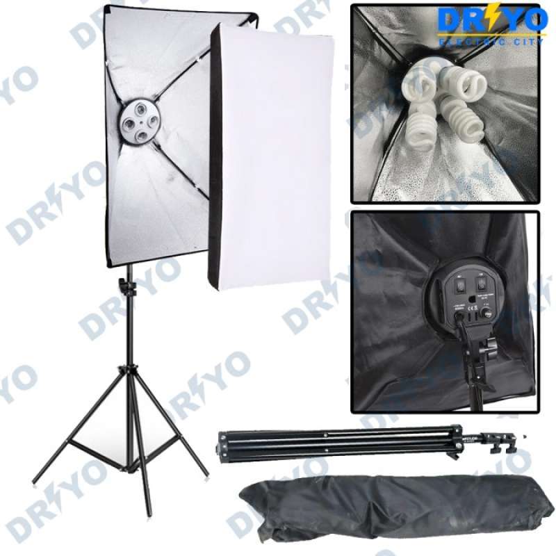 Jual Set Softbox 4 Soket 50x70cm E27 Light Stand Soft Box Lampu Live ...