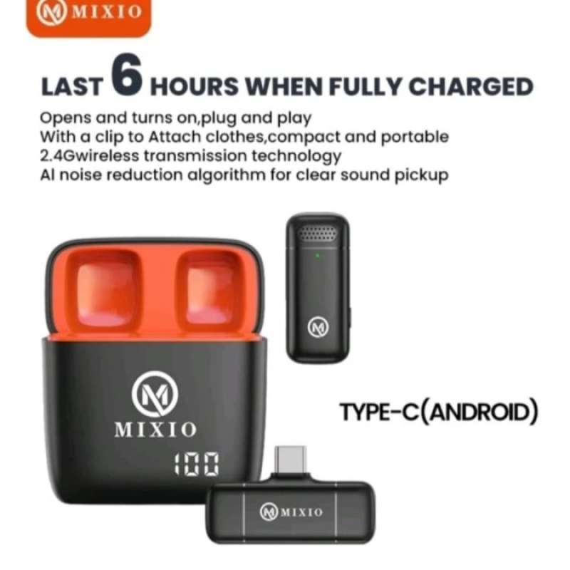 Jual Mixio W11 Mic Wireless Lavalier Microphone With Case Charger ...