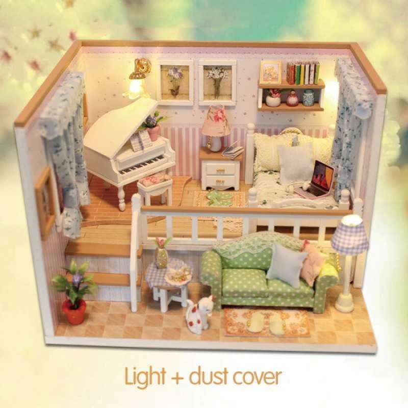 Promo Dollhouse Diy Miniatur Rumah Boneka Kayu Miniature Doll House 3d ...