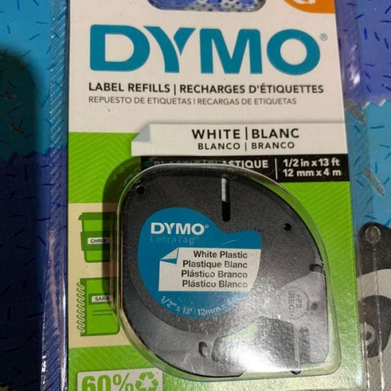 Promo Dymo Letratag Plastic Label Tape, Black On White, 12mm X 4m ...