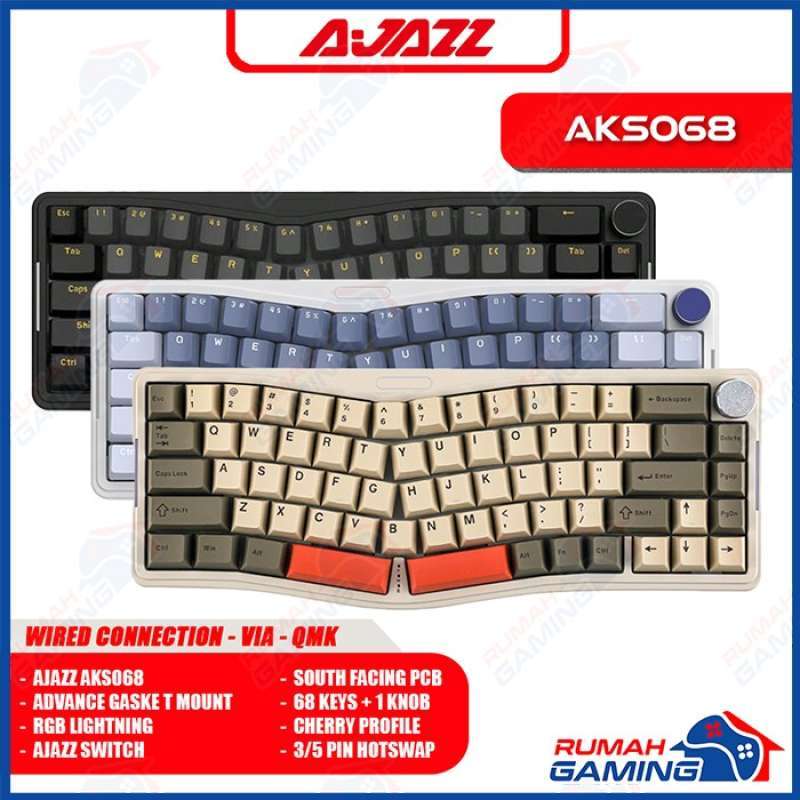 Promo 100% Produk Ori Mechanical Keyboard - Ajazz Aks068 Alice - South - Gasket - Via - Rgb ...
