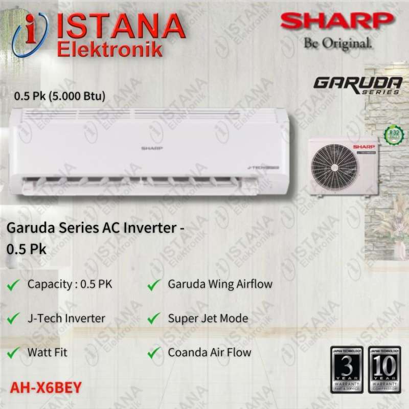 Jual Sharp Ac J-tech Inverter Garuda Series 0.5 Pk Ah-x6bey Di Seller ...