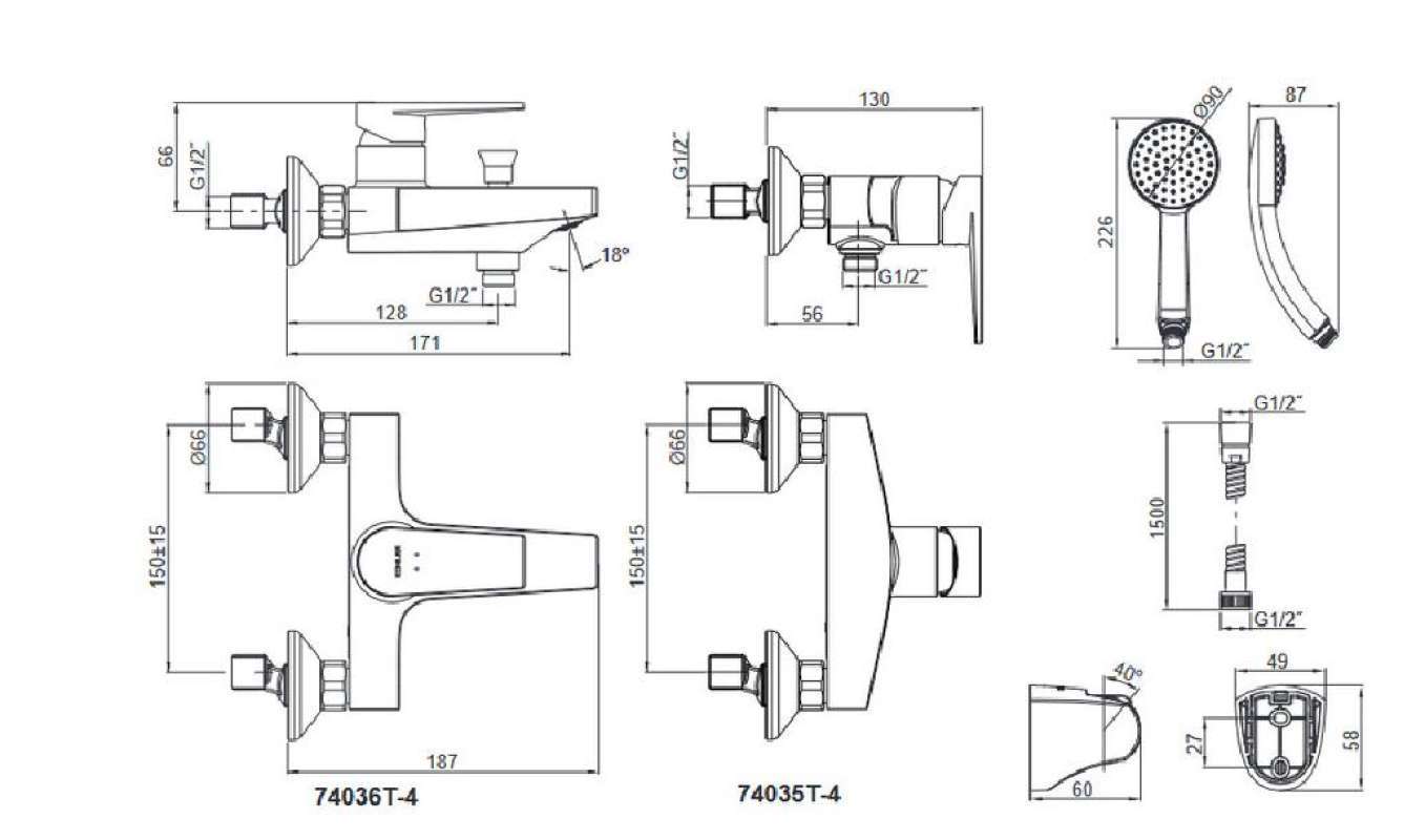 Jual Kohler Taut Bath Shower Wall-mount Komplit K-74036t-4-cp [free ...
