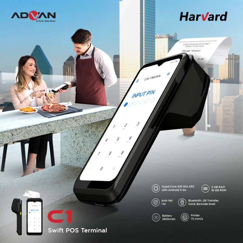 Jual Advan Harvard C1 Mobile Pos Printer Mesin Kasir Os Android 2+16gb ...