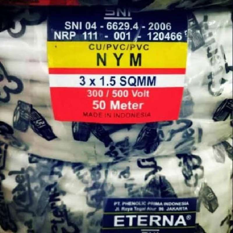 Jual Kabel Nym 3x1,5 Eterna 50 Meter Wayar Listrik Di Seller Sinar ...