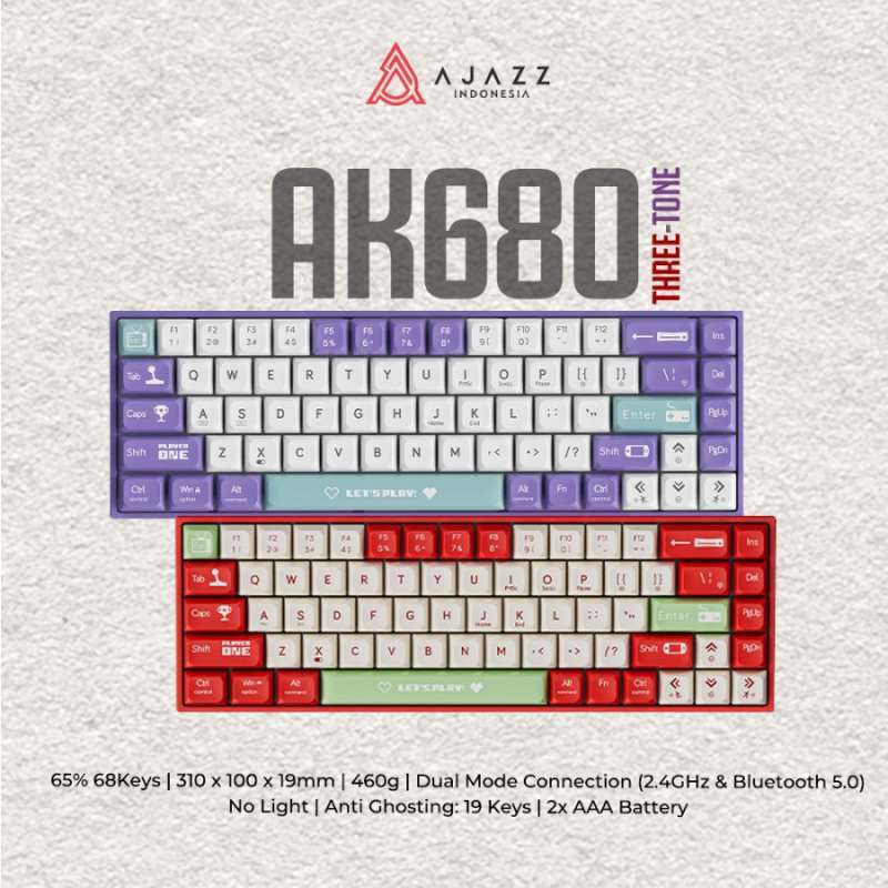 Jual Ajazz Ak680 / Ak-680 Wireless Mechanical Gaming Keyboard Dual Mode ...