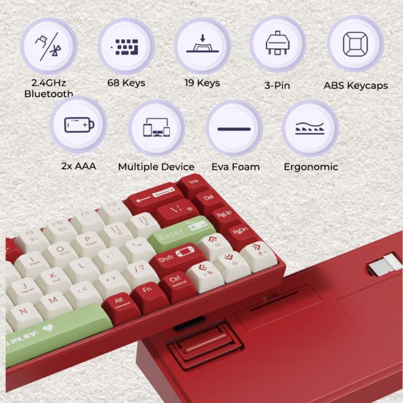 Jual Ajazz Ak680 / Ak-680 Wireless Mechanical Gaming Keyboard Dual Mode ...