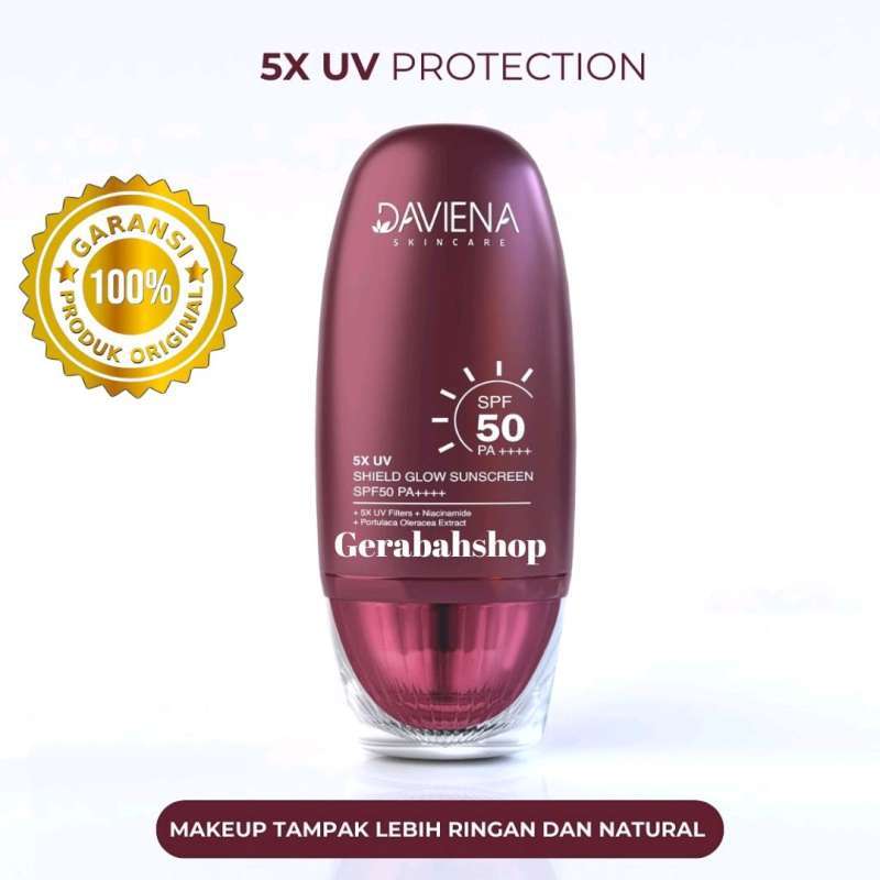Promo Sunscreen Daviena Spf50 Pa++++ Daviena Skincare 5x Uv Shield Glow ...