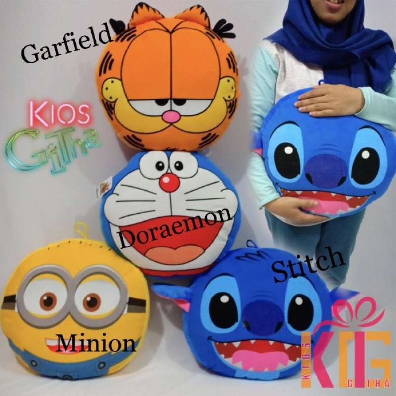 Promo Boneka Bantal Printing Karakter Doraemon Garfield Minion Stitch ...