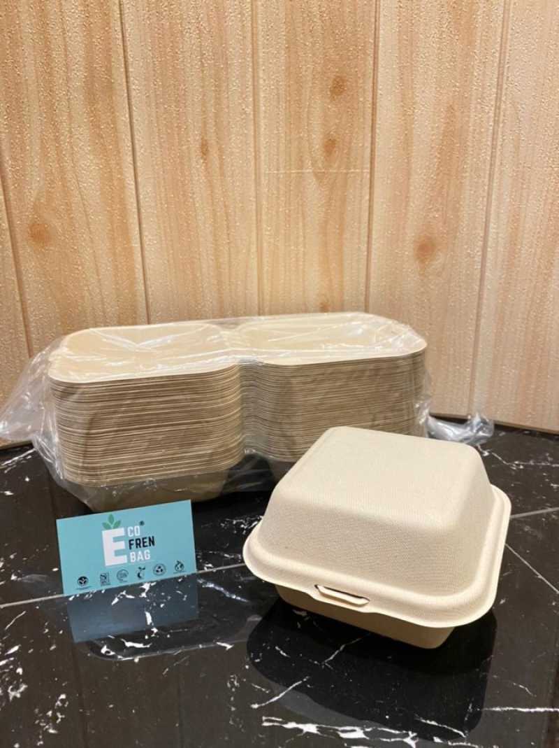 Jual Sale Bagasse Burger Box Lunch Box Kotak Tart Mini 450 Ml/ 6 ...