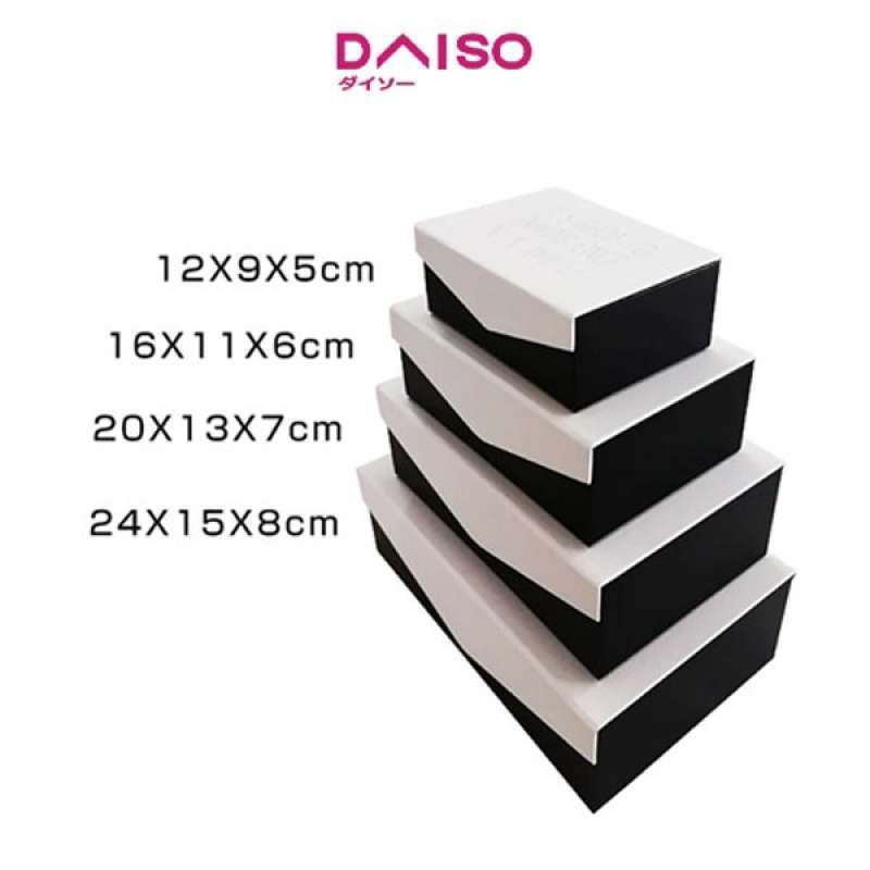 Jual Daiso Paper Box With Lid -4 Sizes - Rectangular -white And Black ...