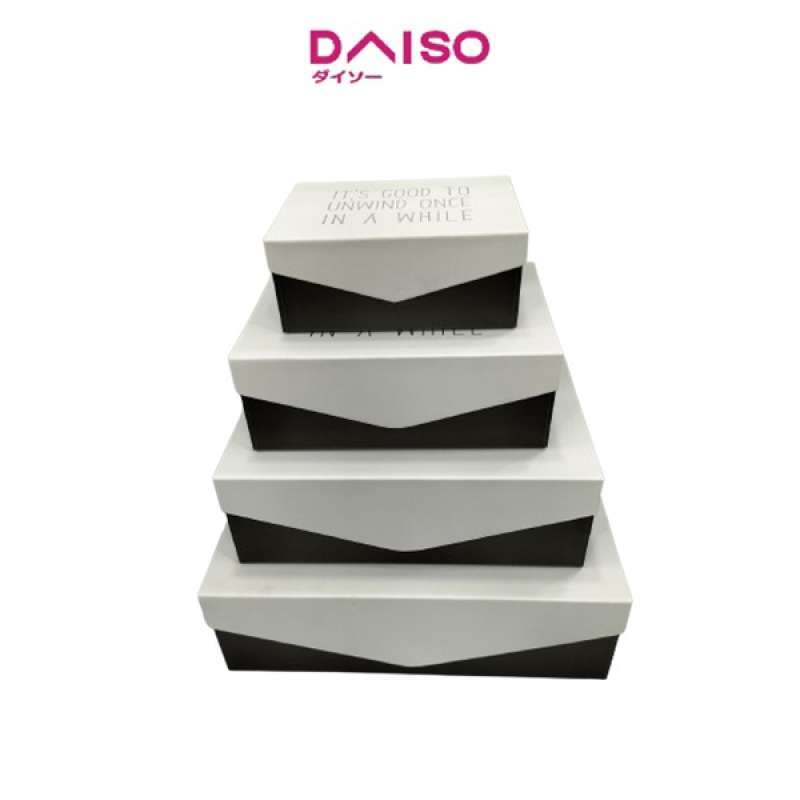 Jual Daiso Paper Box With Lid -4 Sizes - Rectangular -white And Black ...