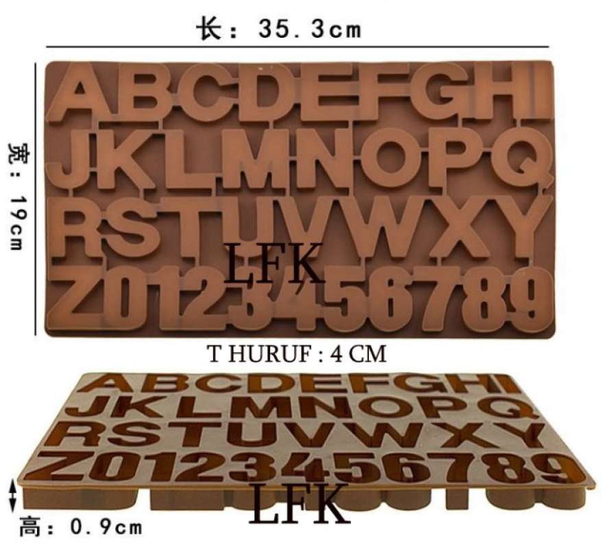 Jual Sf Big 4cm Huruf Angka Alphabet Number Cetakan Fondant Coklat ...