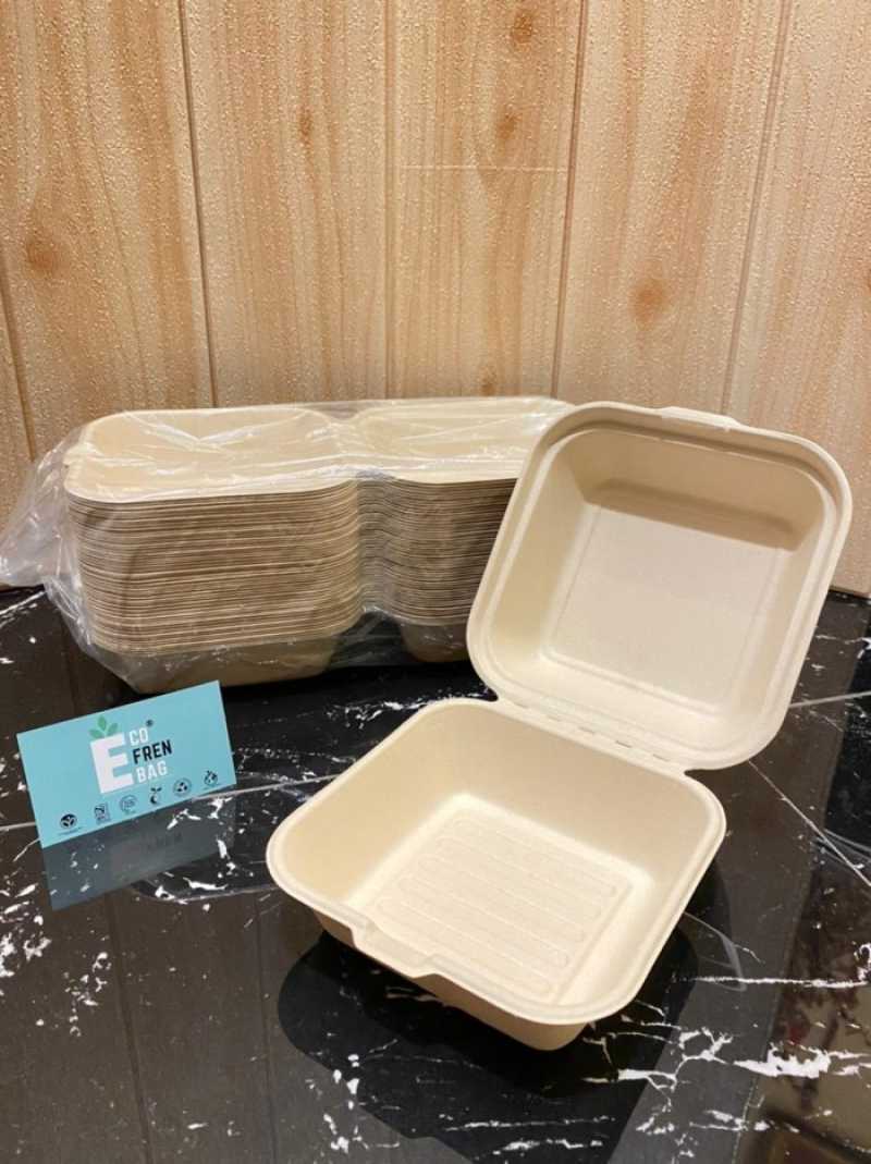 Jual Sale Bagasse Burger Box Lunch Box Kotak Tart Mini 450 Ml/ 6 ...