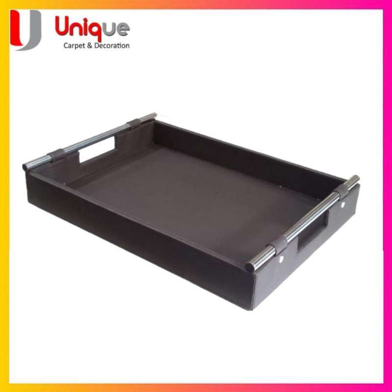 Jual Nampan Tray Kulit Coklat Lis Besi Minimalis Di Seller Taraje ...